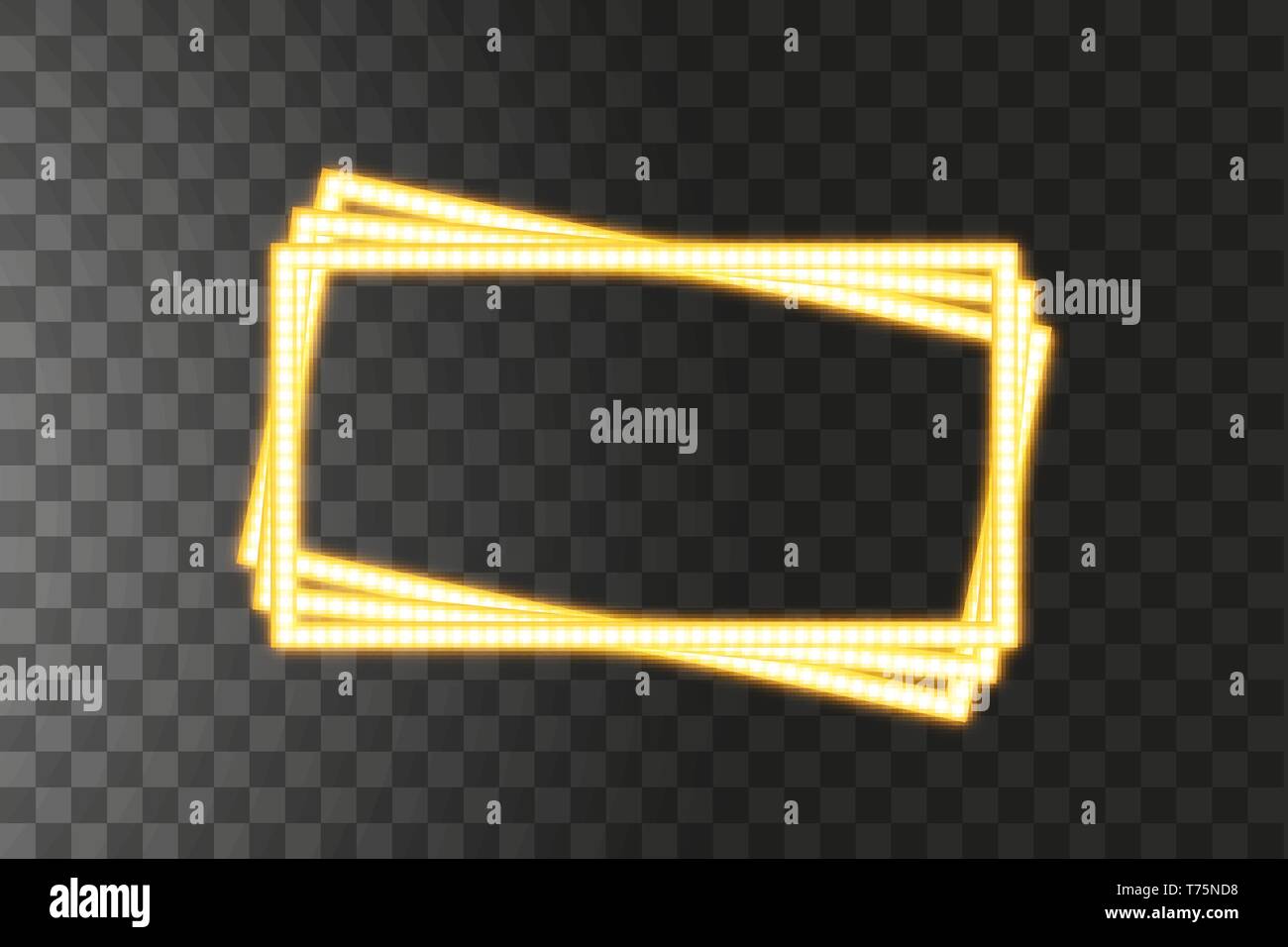 Shining yellow led vector rectangle frames, neon illumination on ...
