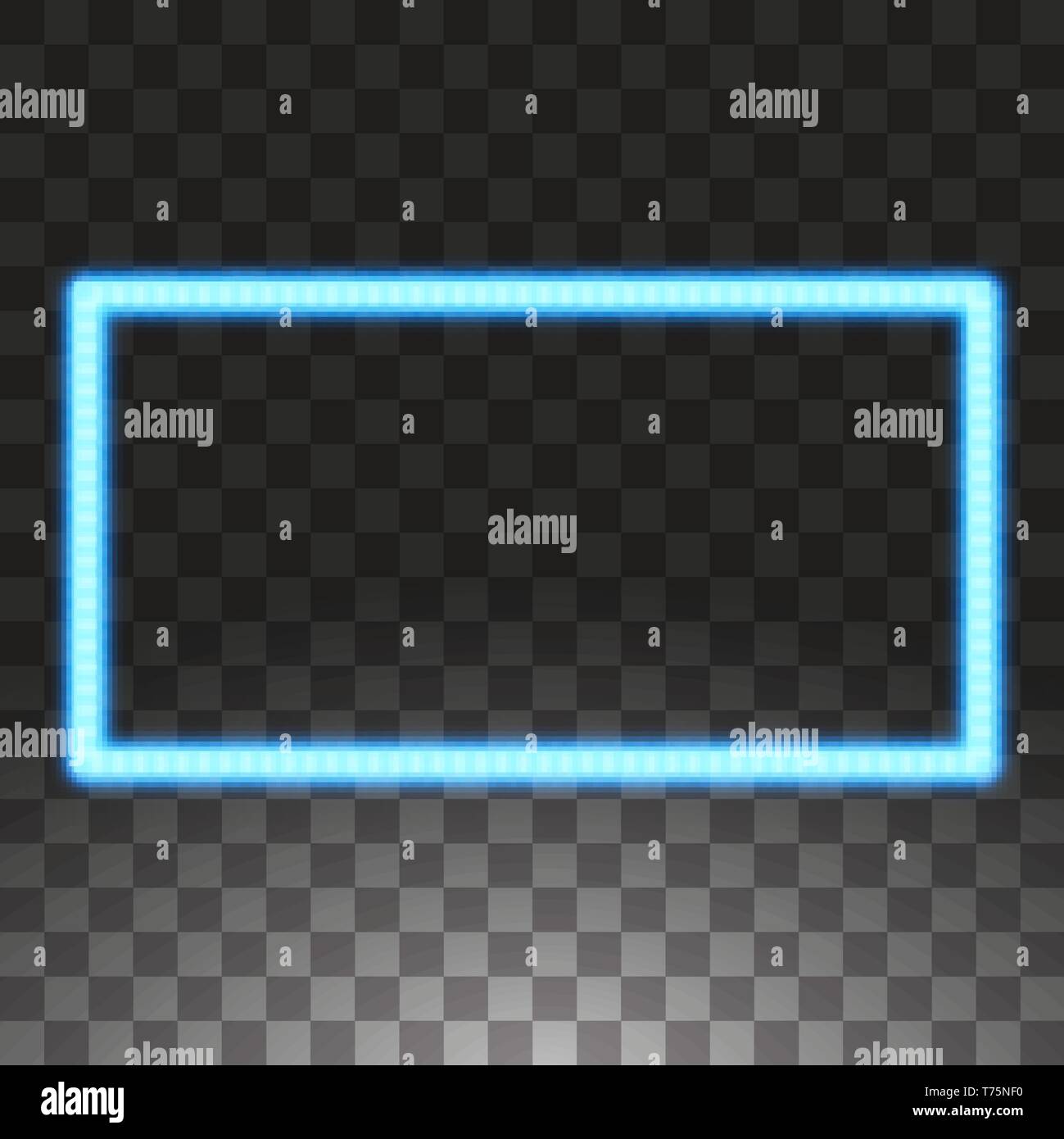 Shining blue led vector rectangle frames, neon illumination on ...