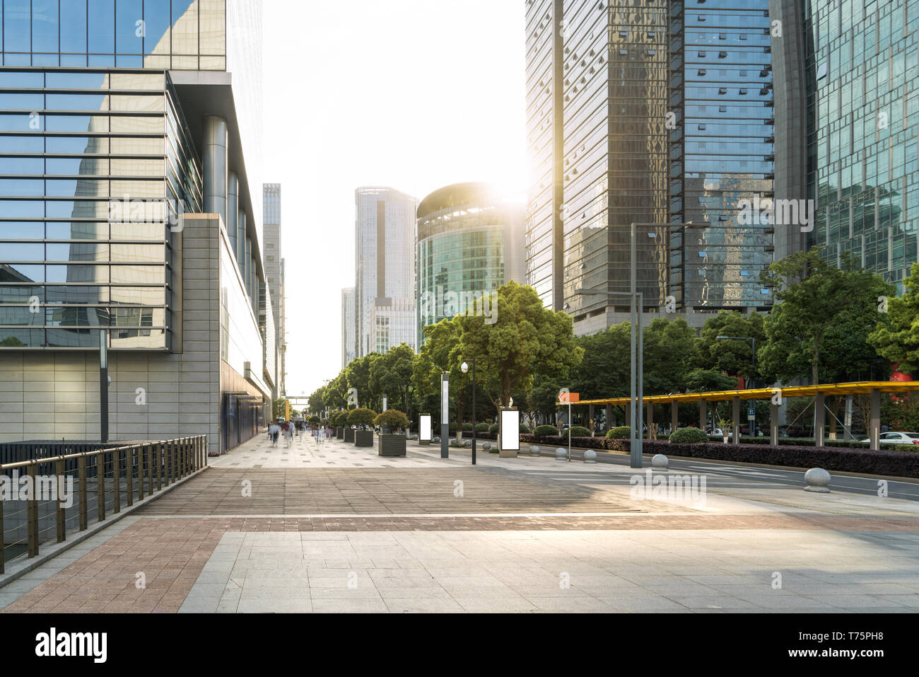 The landscape in the center of city, modern commercial background. A ...