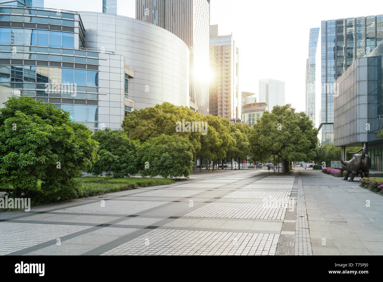 The landscape in the center of city, modern commercial background. A ...