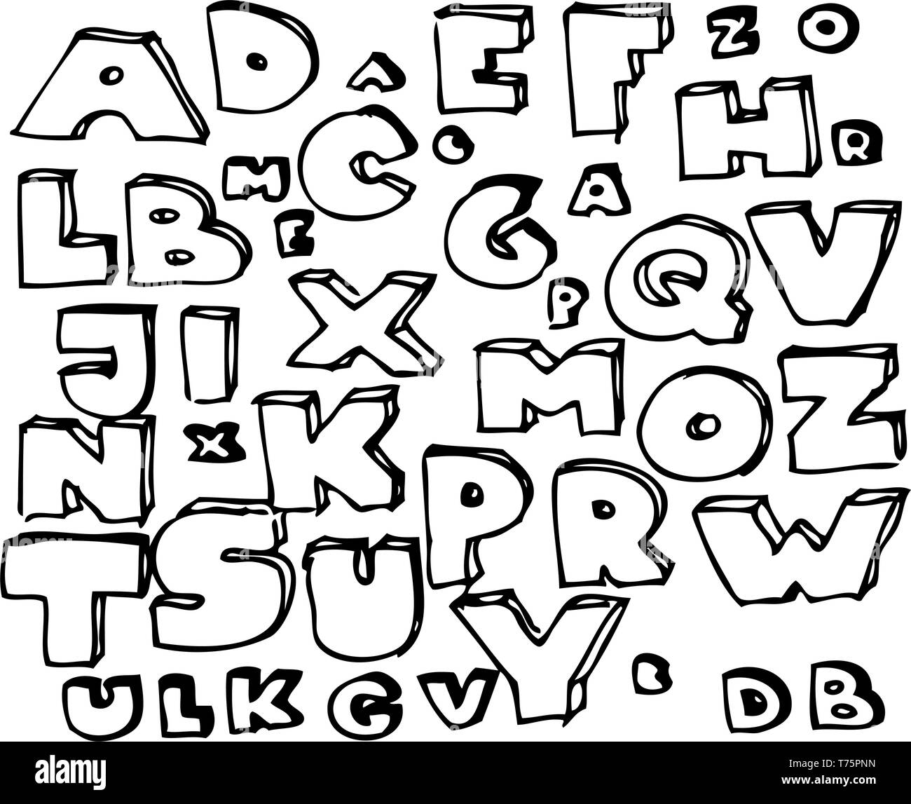 Hand drawn doodle alphabet on a white background Stock Vector Image ...