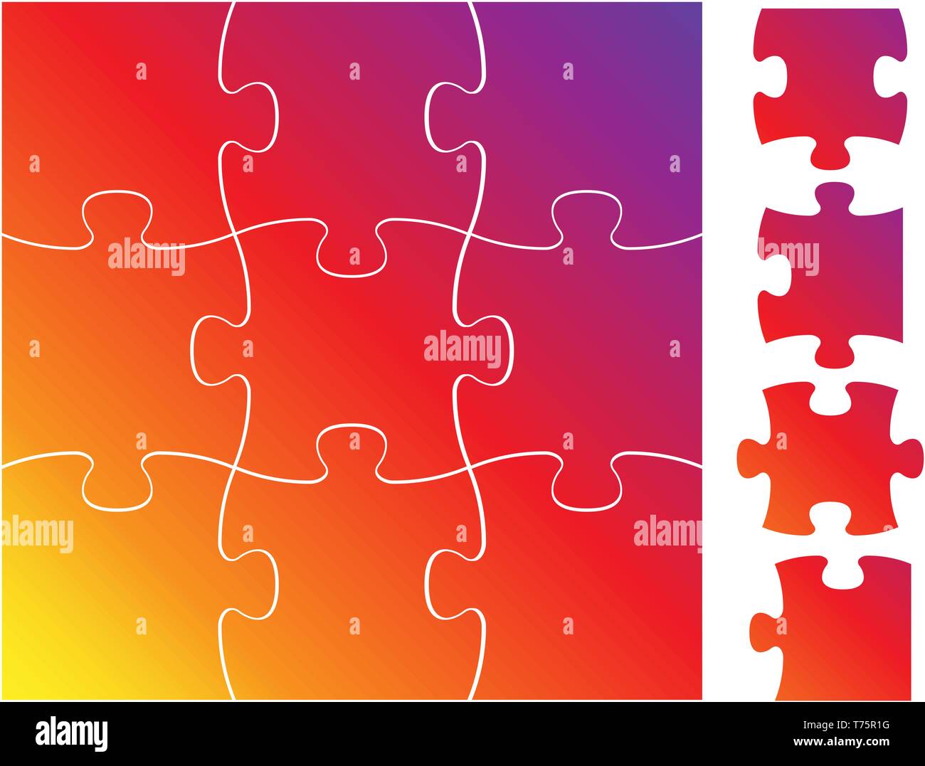 Complete puzzle / jigsaw set - isolated on white background Stock ...