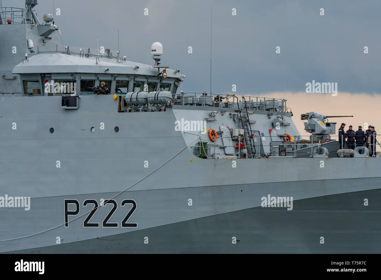 The Royal Navy offshore patrol vessel HMS Forth (P222) arriving at ...