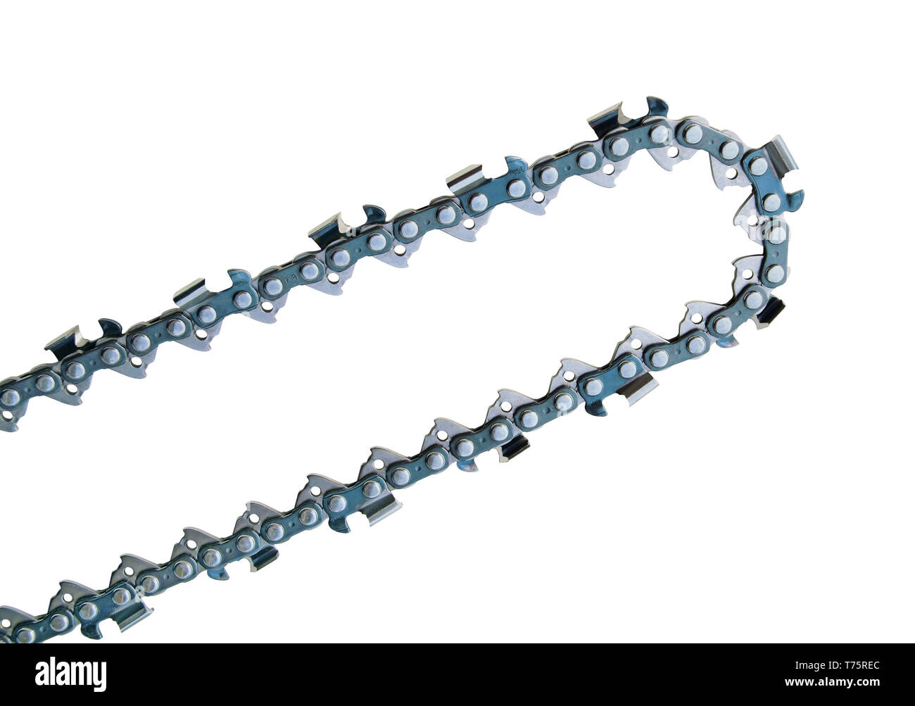 Chainsaw chain. White background Stock Photo - Alamy