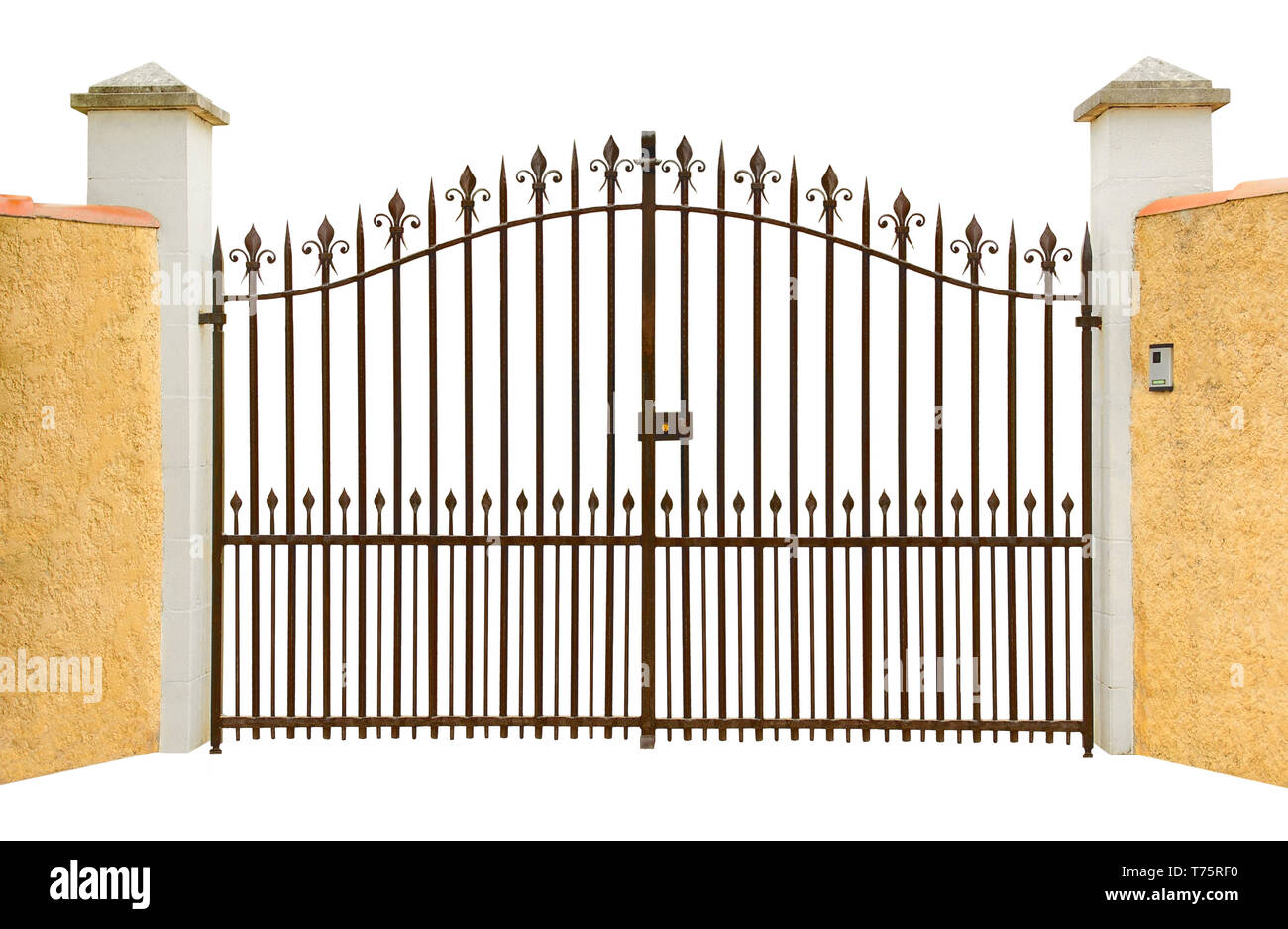 Entrance grating in wrought iron. White background Stock Photo - Alamy