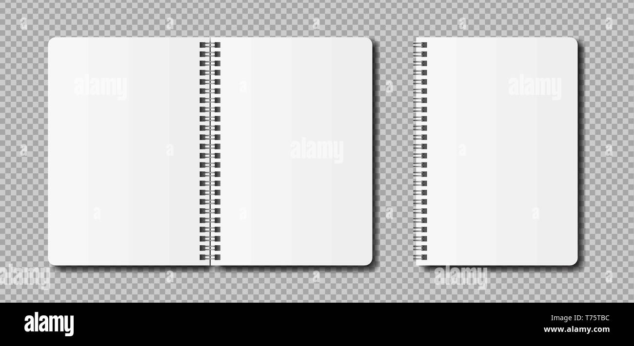 Vector realistic open notepad template. Mockup clean notebook for ...