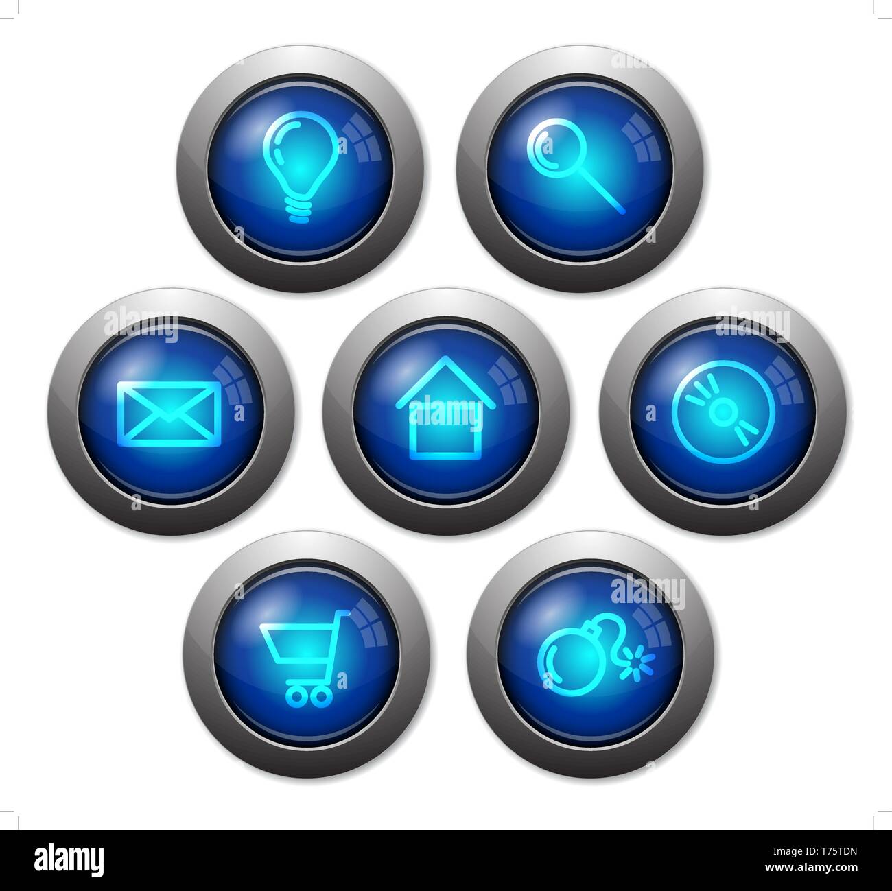 Colorful glassy web buttons with metal borders Stock Vector Image & Art ...