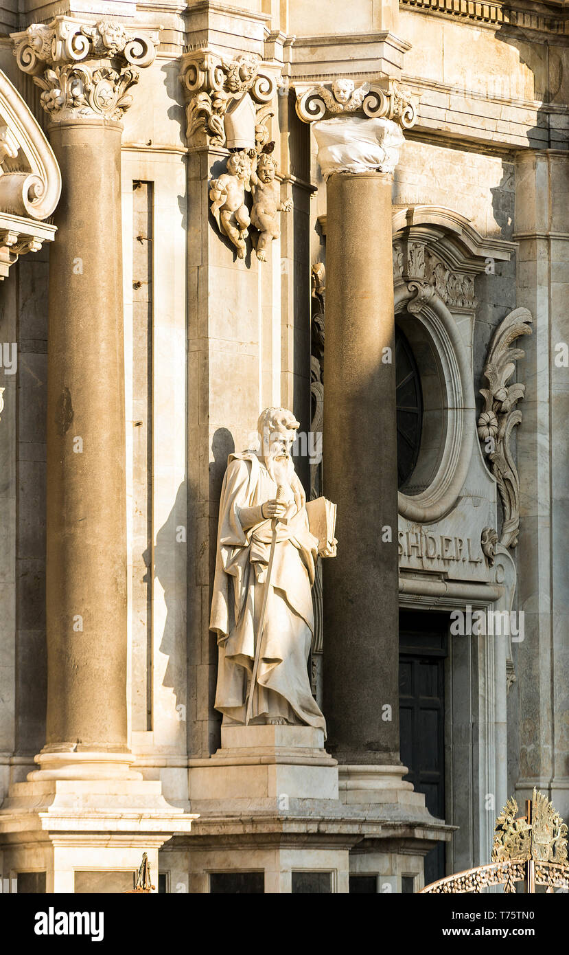 Sculptures of Metropolitan Cathedral of Saint Agatha in Catania, Sicily ...
