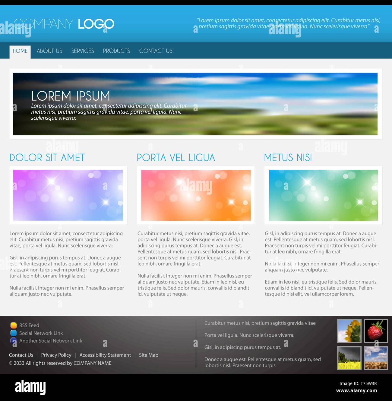 Vector Modern web page template - blue version Stock Vector Image & Art ...