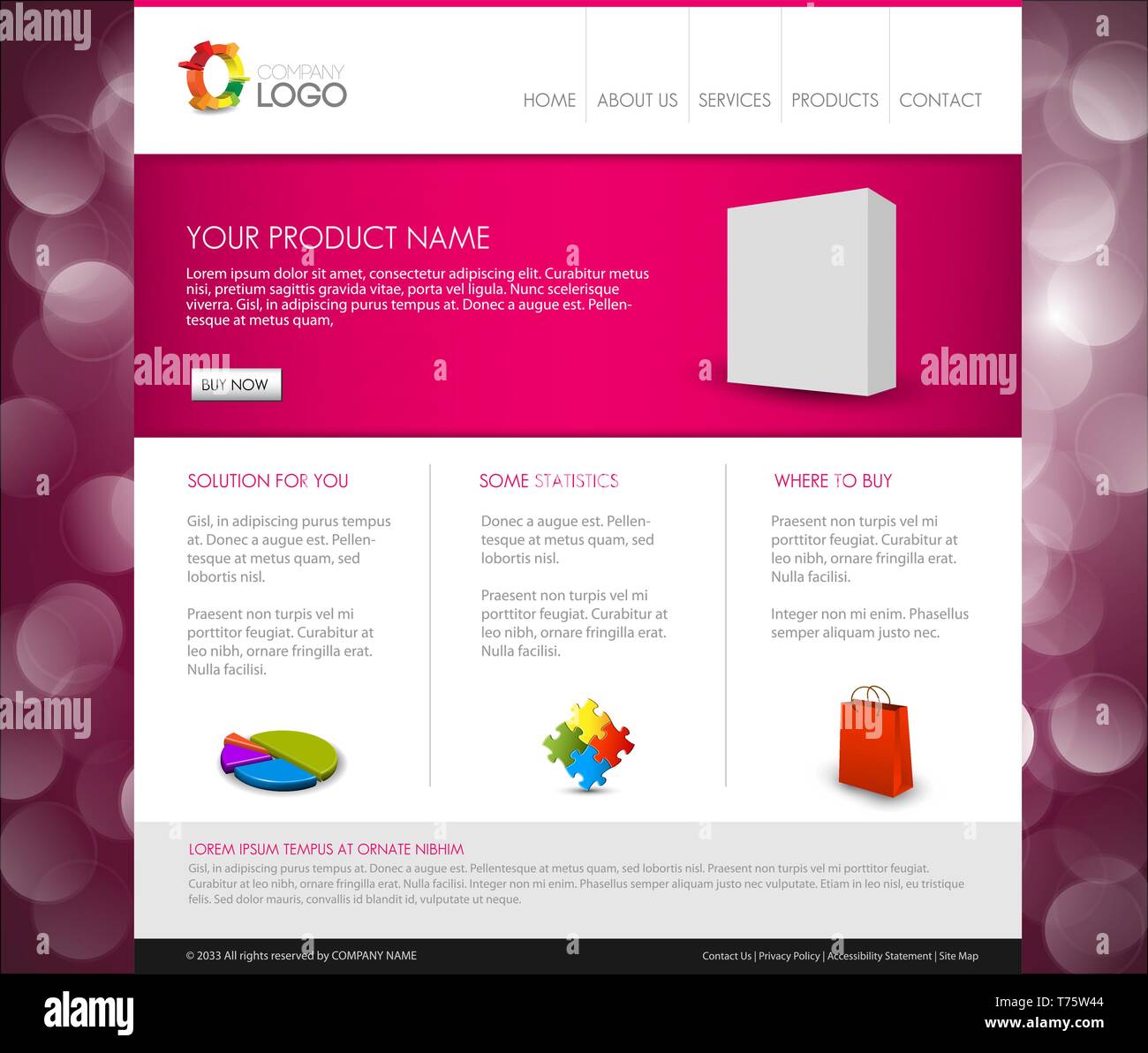 Vector Modern product homepage template - Purple version Stock Vector ...