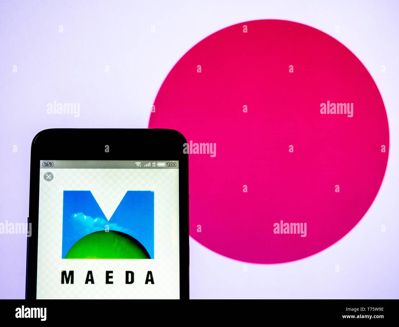 In this photo illustration a Maeda Corporation logo seen displayed on a ...