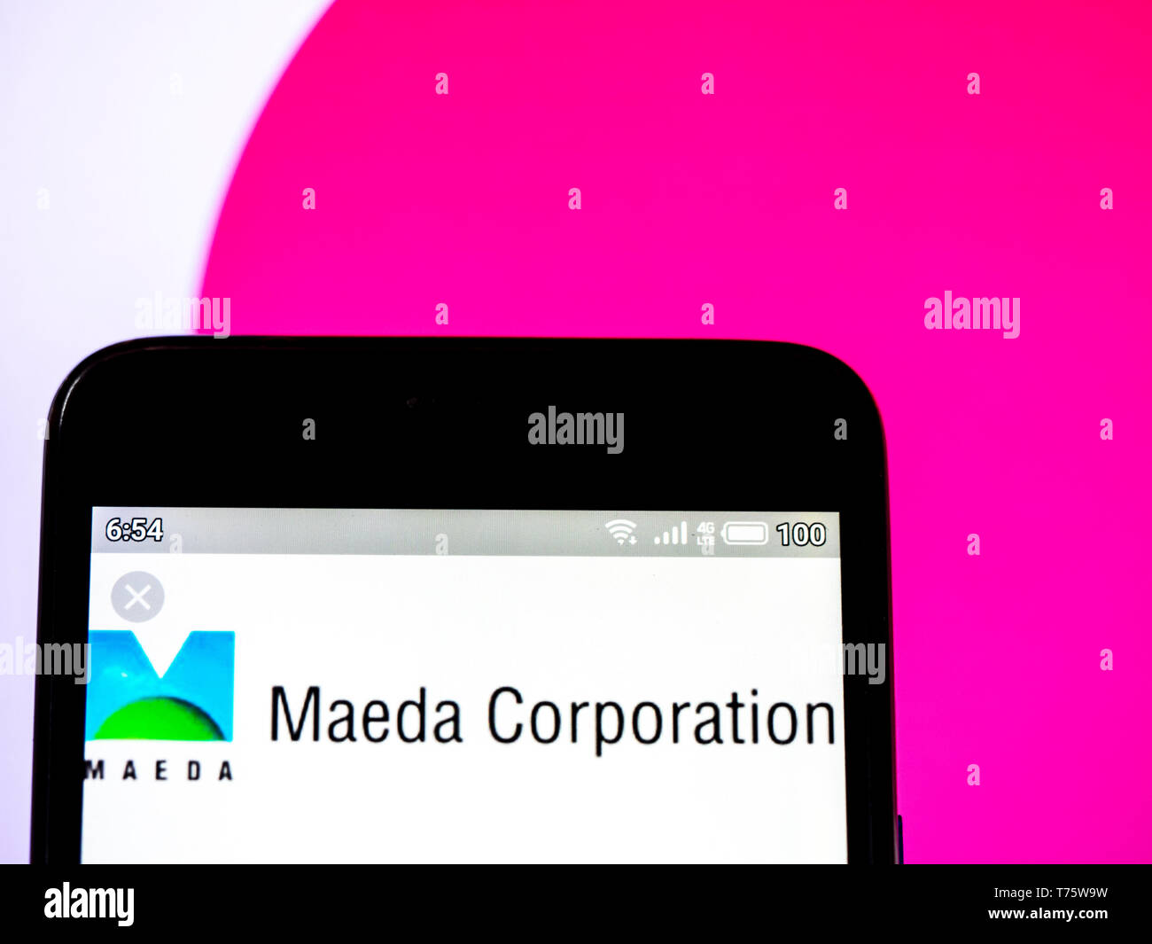 In this photo illustration a Maeda Corporation logo seen displayed on a ...