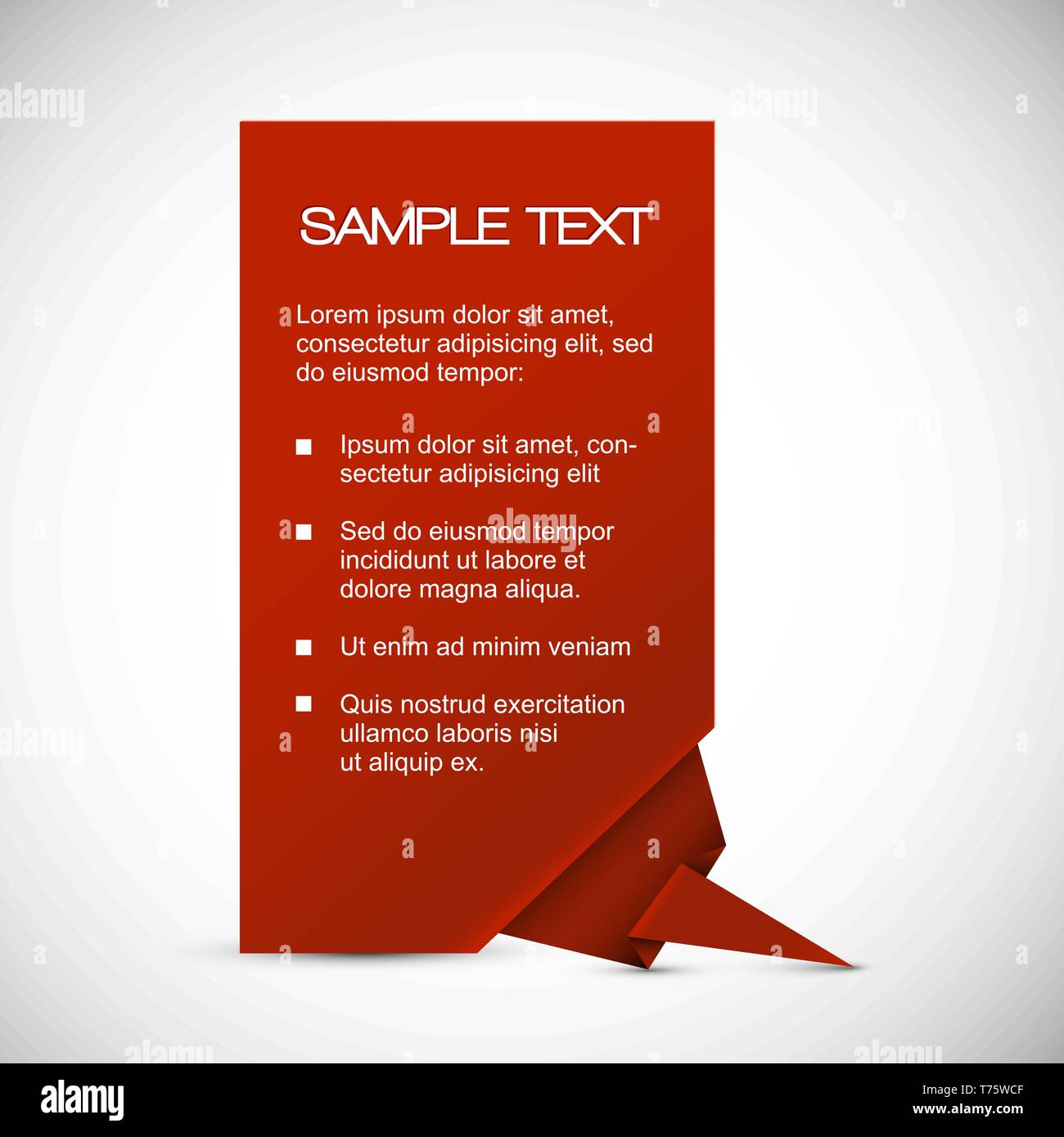 Vector Red Paper card (template) with origami corner Stock Vector Image ...