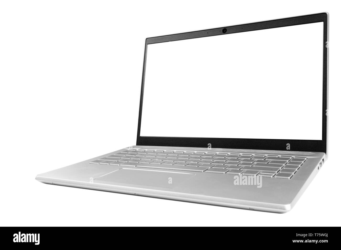 Laptop computer PC with blank screen mock up isolated on white ...