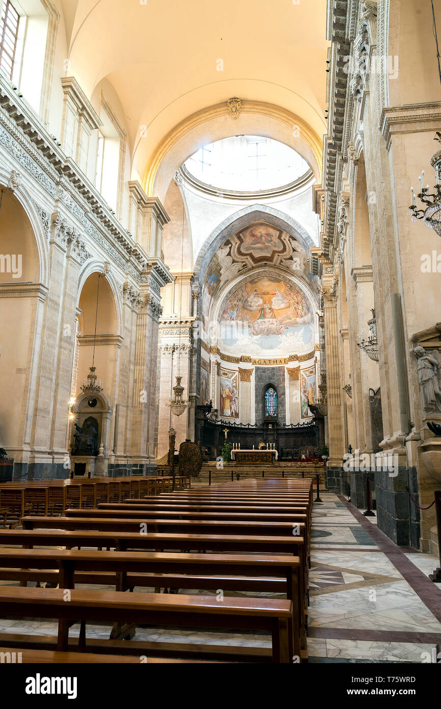 Interior of Metropolitan Cathedral of Saint Agatha in Catania, Sicily ...