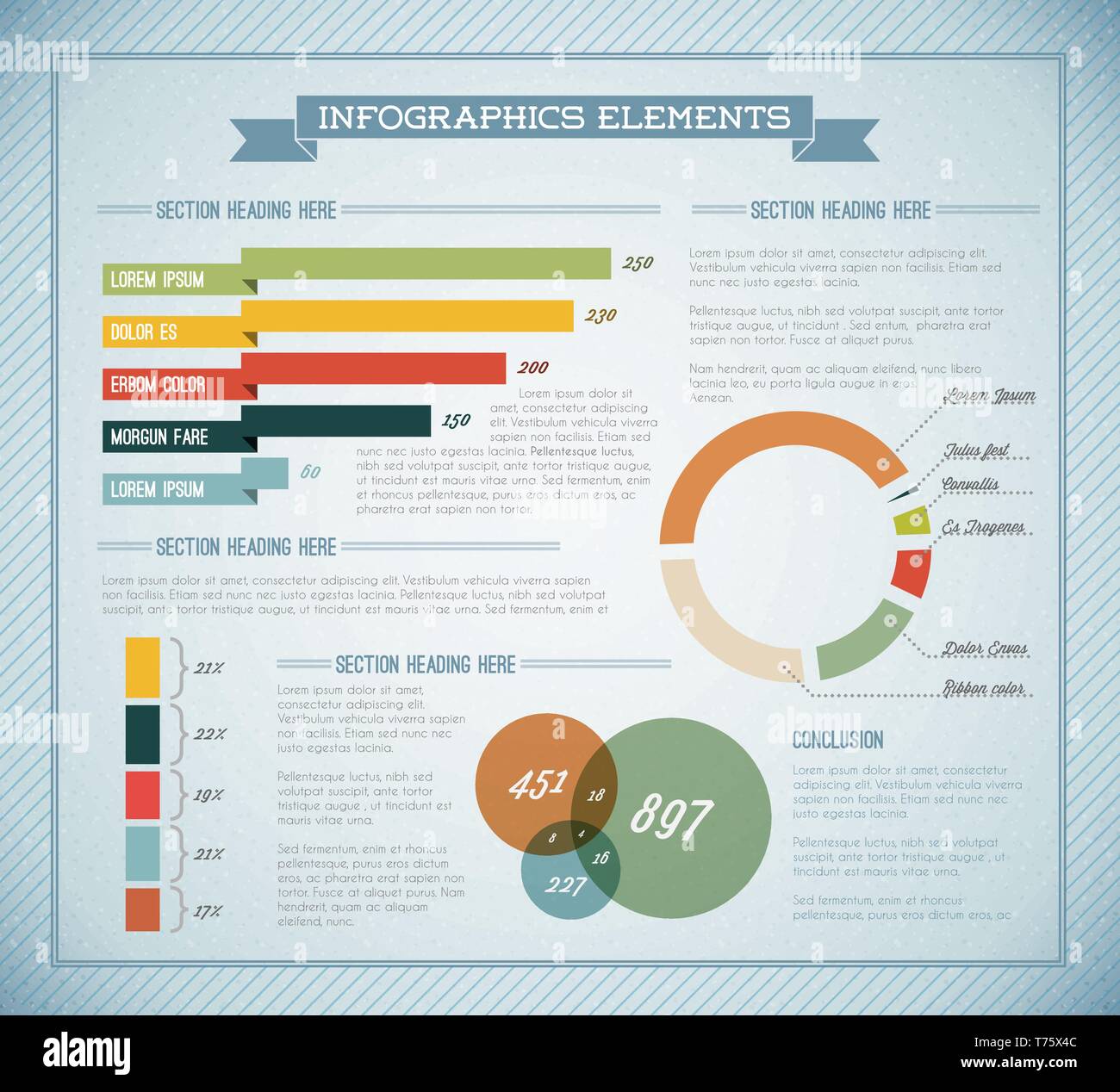 Blue Vector retro / vintage set of Infographic elements for your ...