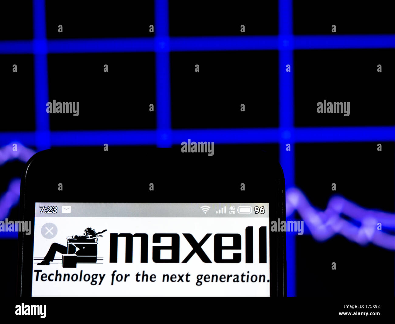 In this photo illustration a Maxell Holdings, Ltd. logo seen displayed ...