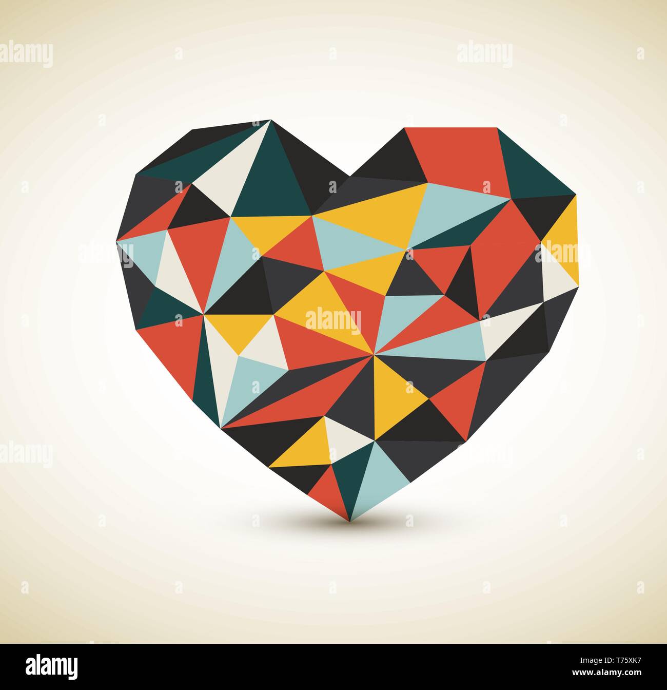 Vector retro heart made from color triangles Stock Vector Image & Art ...