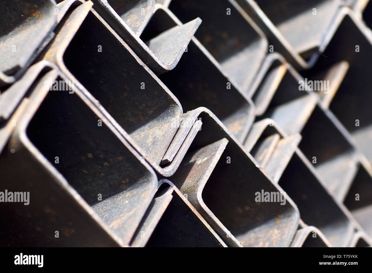 Metal profile channel in packs at the warehouse of metal products ...