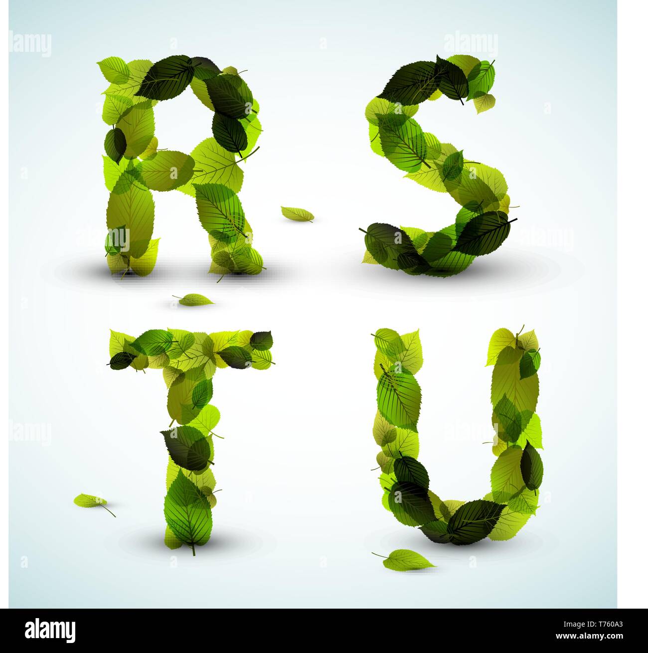 Vector alphabet letters made from fresh green leafs Stock Vector Image ...