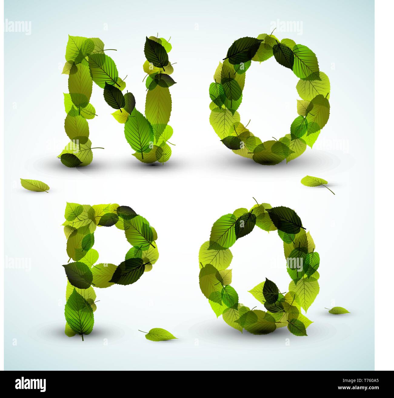 Vector alphabet letters made from fresh green leafs Stock Vector Image ...