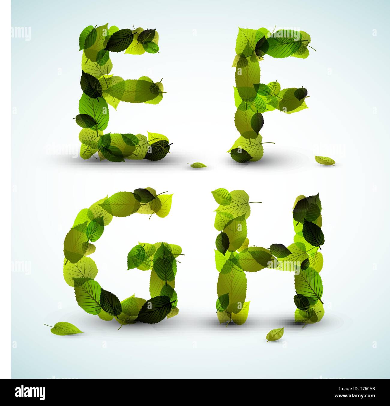 Vector alphabet letters made from fresh green leafs Stock Vector Image ...