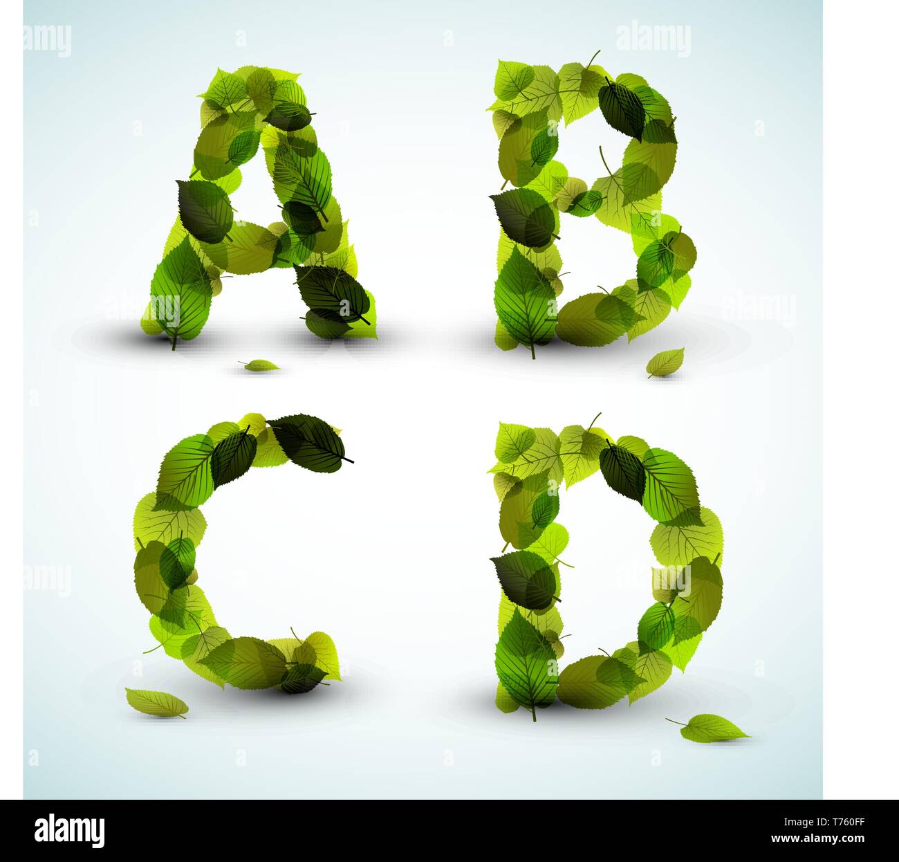 Vector alphabet letters made from fresh green leafs Stock Vector Image ...