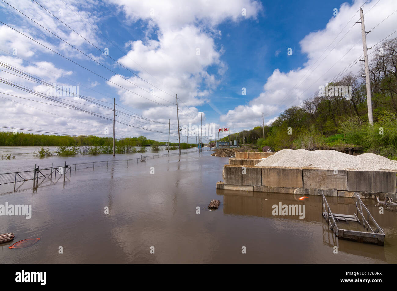 Illinois River cresting on Water Street in Peru, Illinois. May 3rd ...