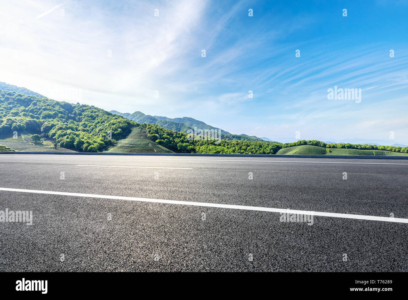 New highway road and beautiful mountain natural landscape Stock Photo ...