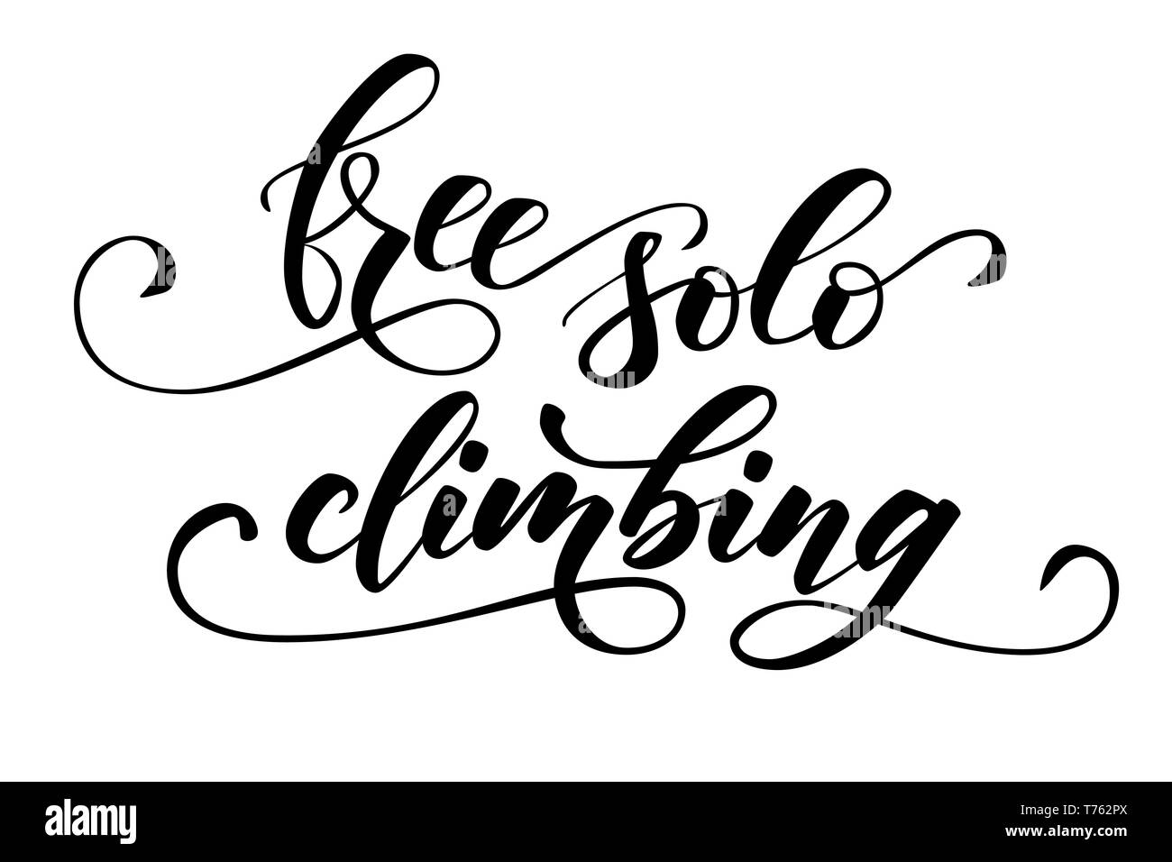 Handwritten brush calligraphy free solo climbing Stock Vector Image ...