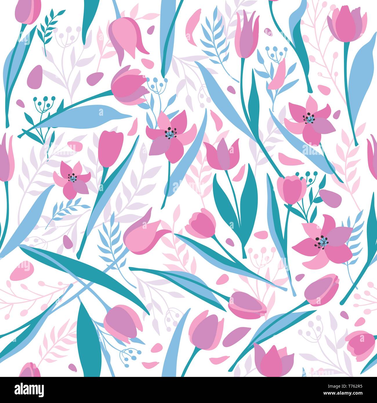 Vector seamless pattern of cute stylish tulips Stock Vector Image & Art ...