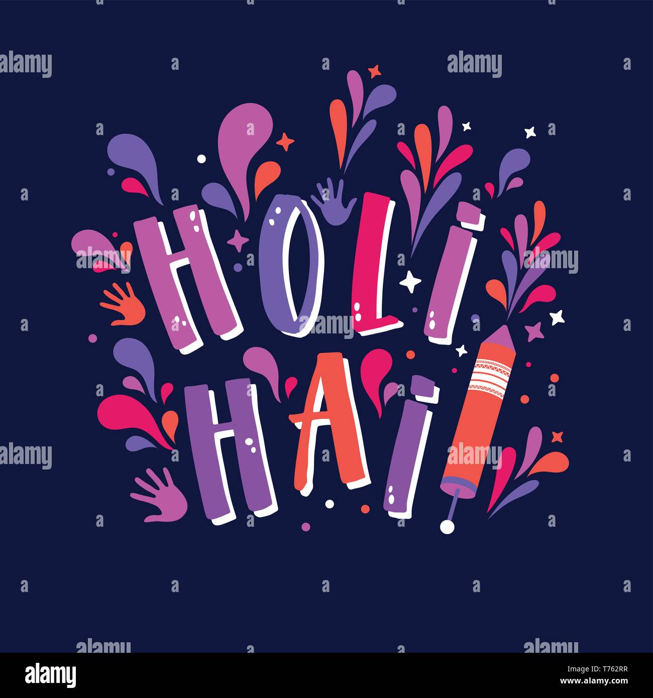 Happy Holi vector sign with colorful elements Stock Vector Image & Art ...