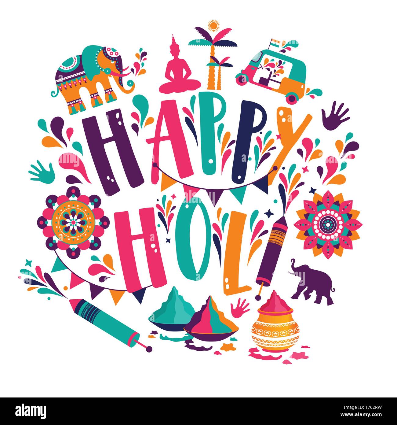 Happy holi vector elements for card design , Happy holi design Stock ...