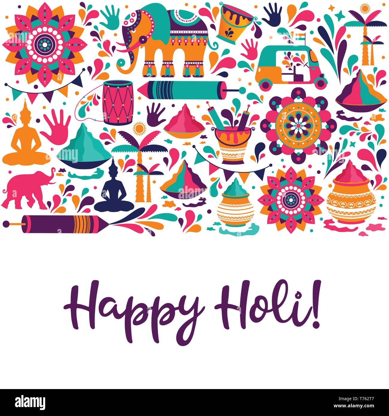 Happy holi vector elements for card design , Happy holi design Stock ...