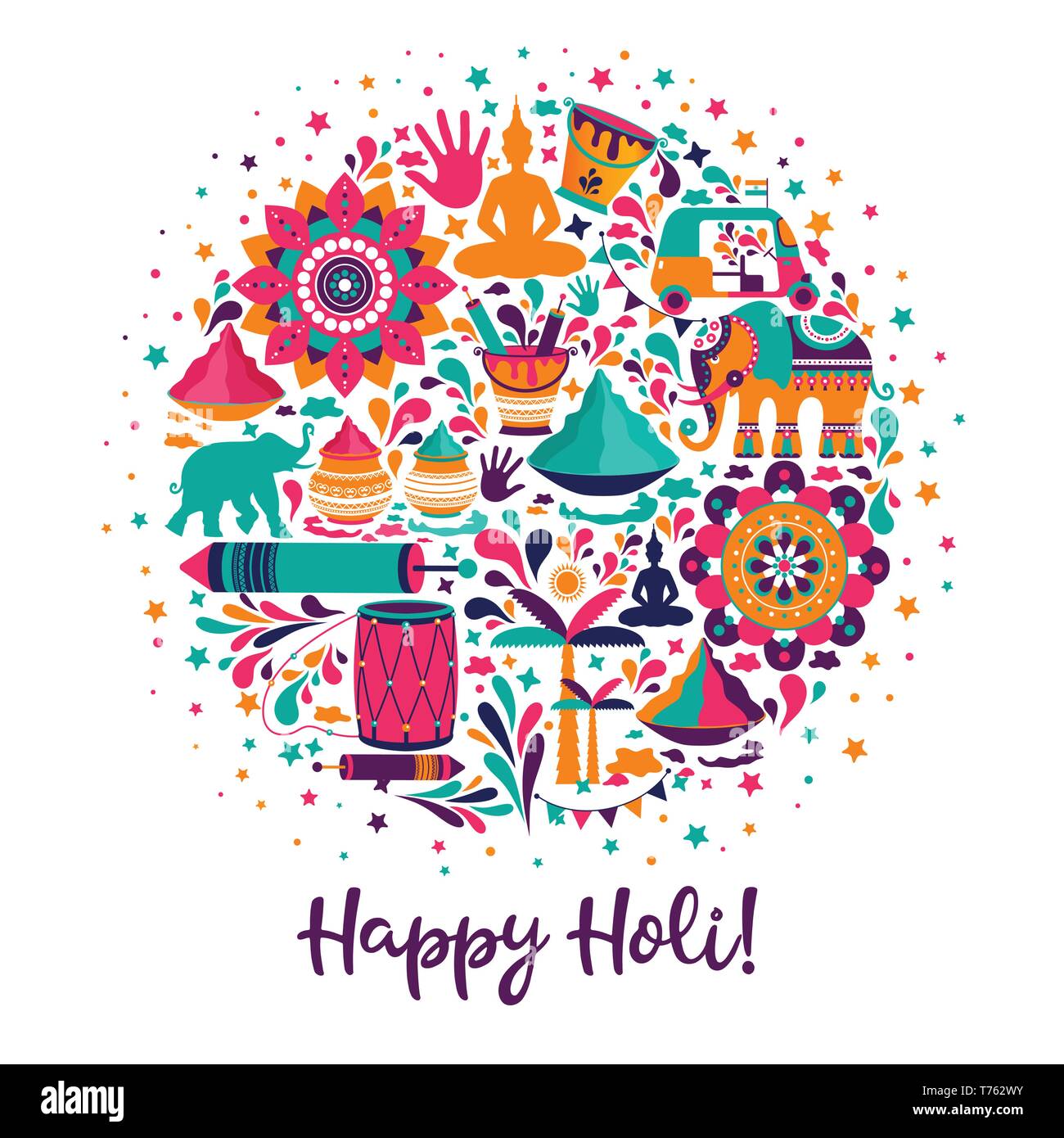 Happy holi vector elements for card design , Happy holi design Stock ...