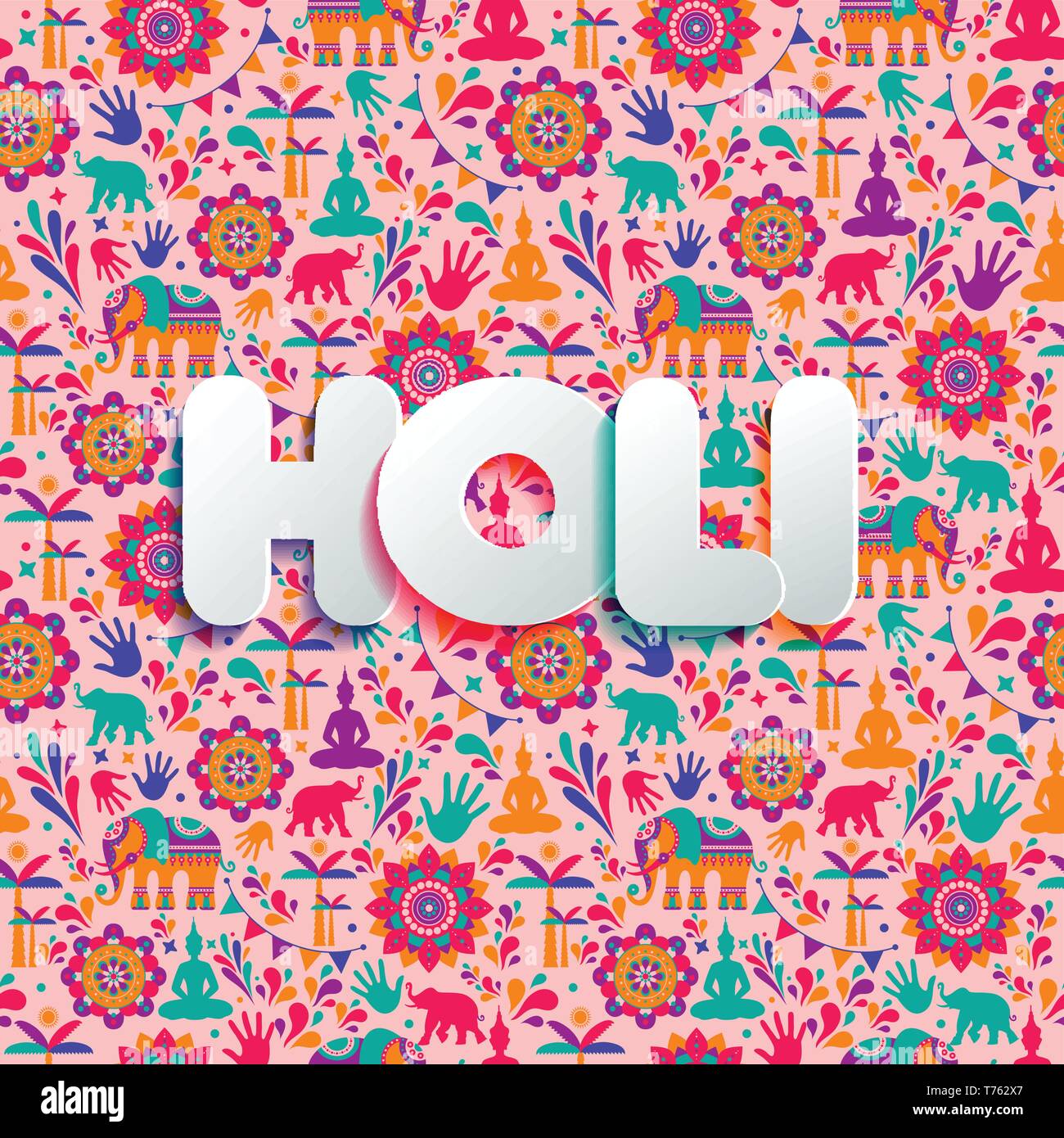 Happy holi vector elements seamless pattern design , Happy holi design ...