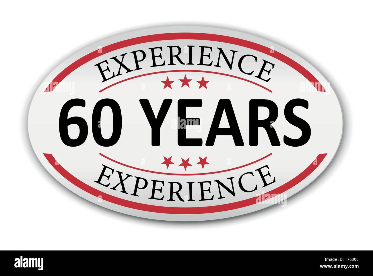 red vector illustration banner label experience 60 years Stock Vector ...