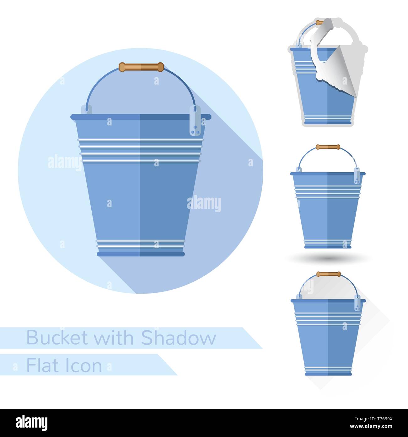 flat icon with bucket or pail empty objects on white with oval long ...