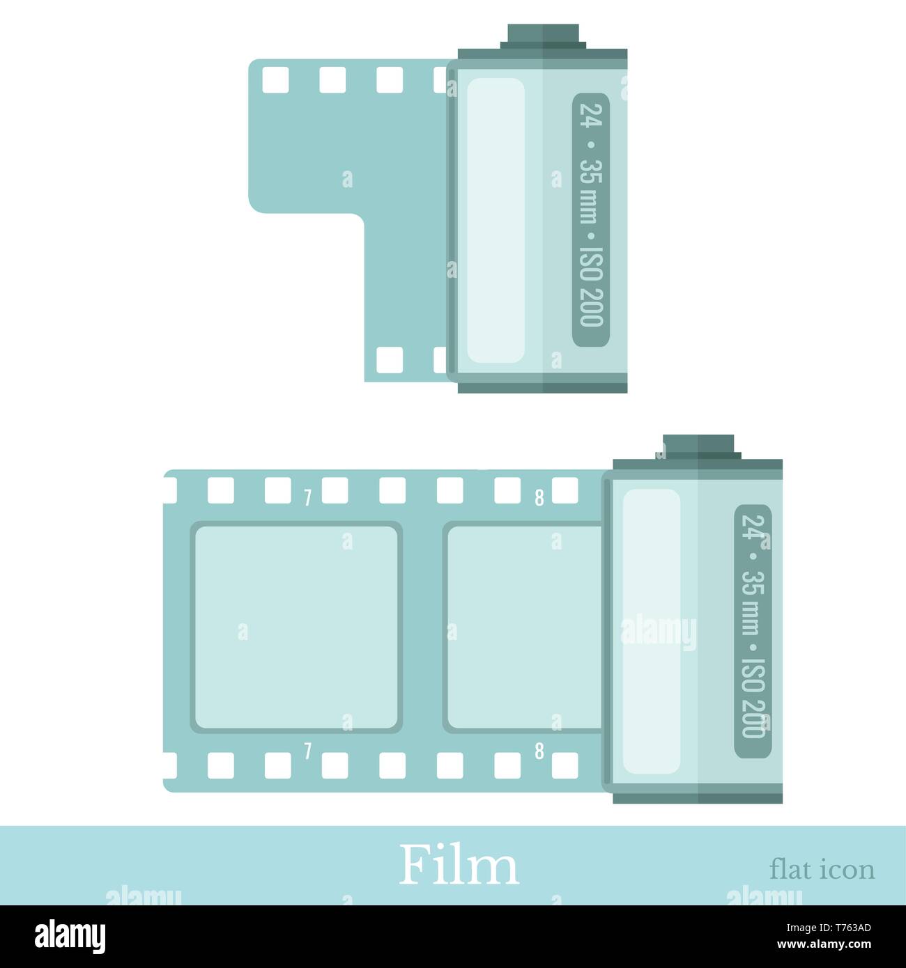 flat icons film roll, film strip vector illustration Stock Vector Image ...