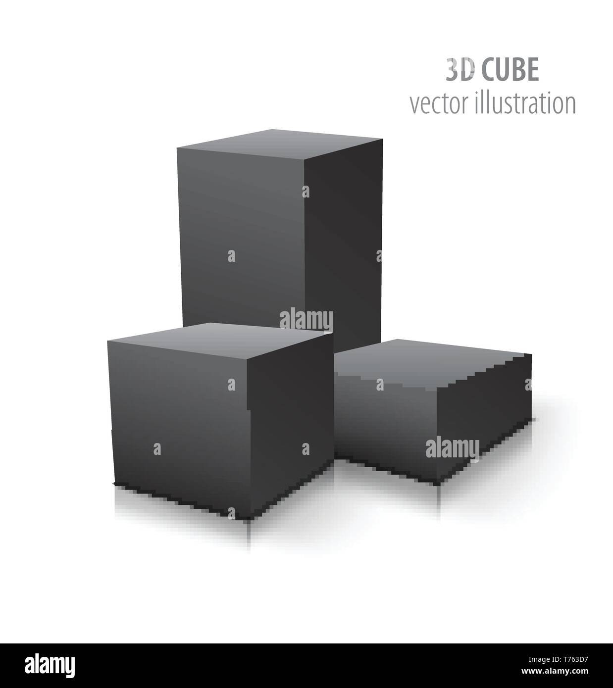 Threeo 3D cubes isolated on white background. Vector illustration Stock ...