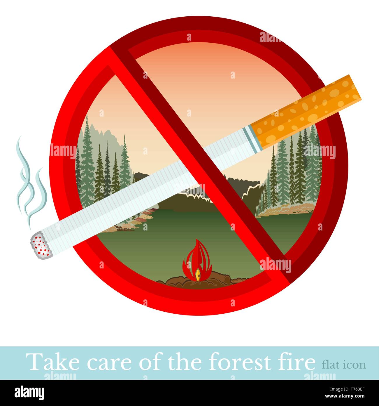 no smoking in forest park.red circle with cigarette Stock Vector Image ...