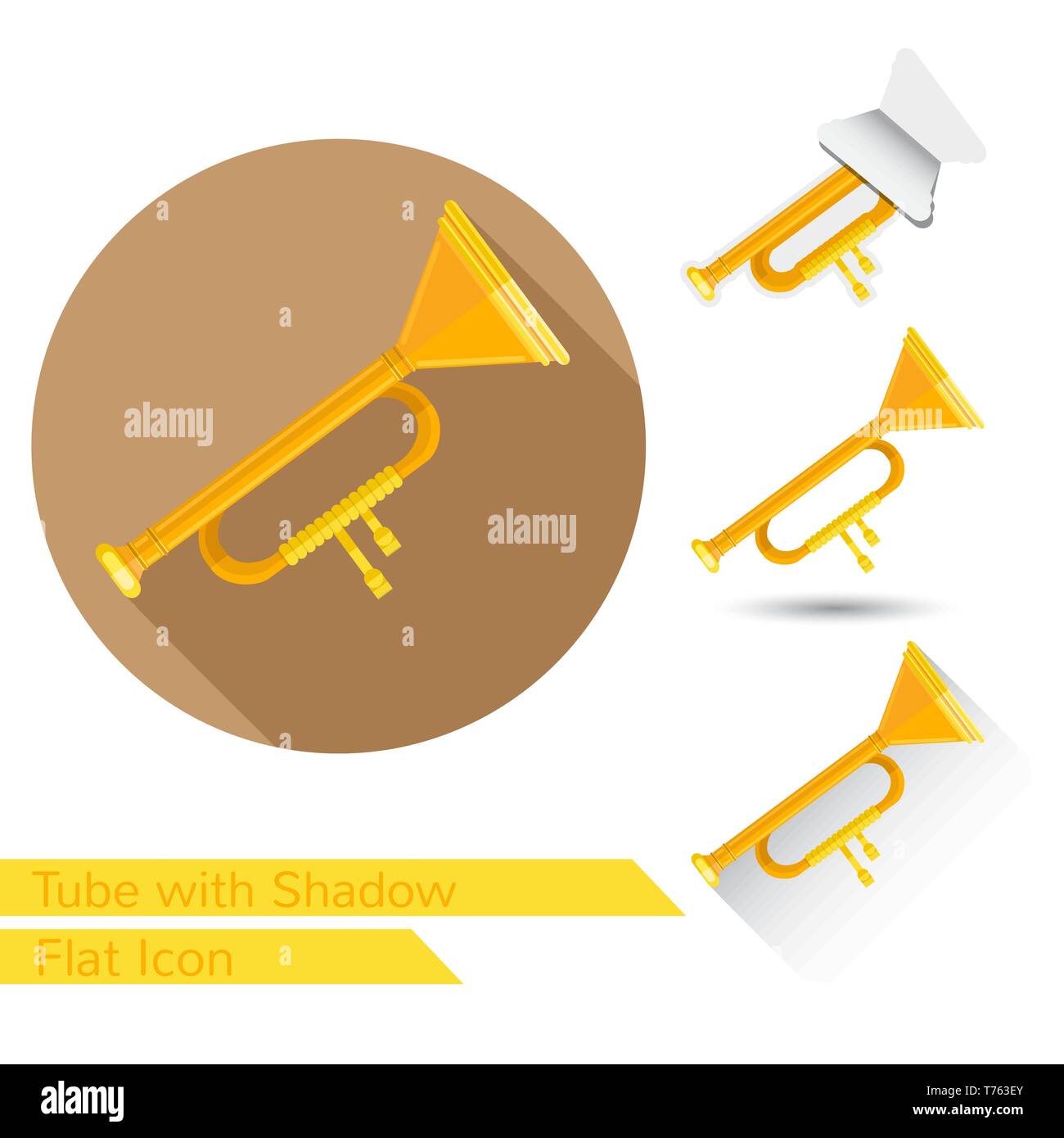 set of tube trumpet icons in flat style with different shadow Stock ...