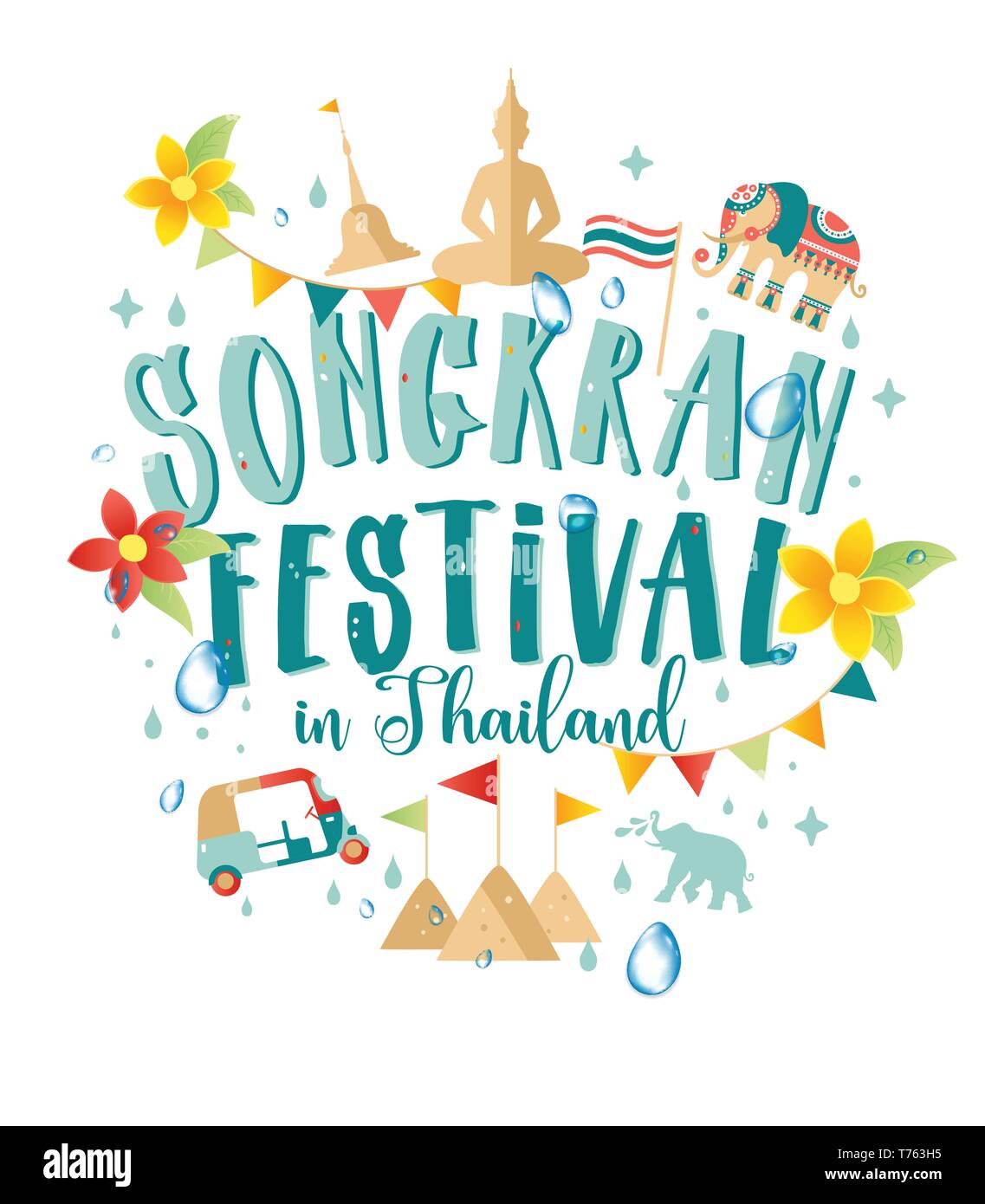 Songkran Festival in Thailand of April,vector illustration Stock Vector ...