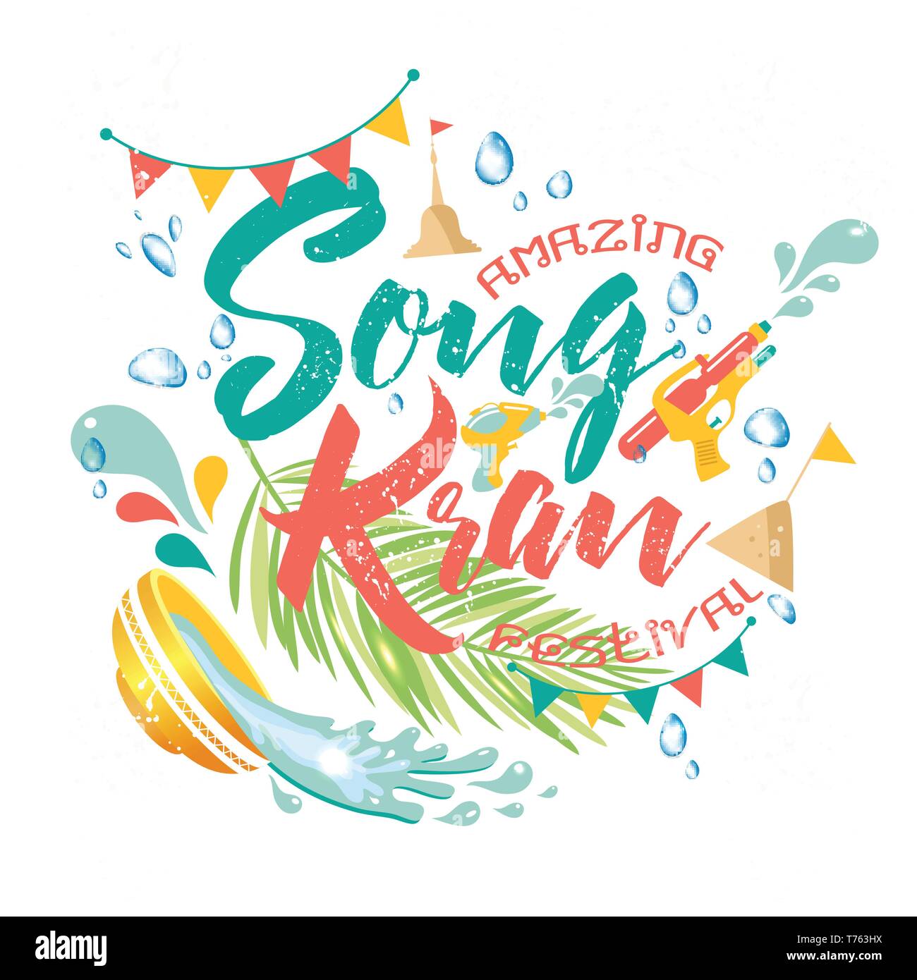 Amazing Thailand Songkran festival design on white Stock Vector Image ...