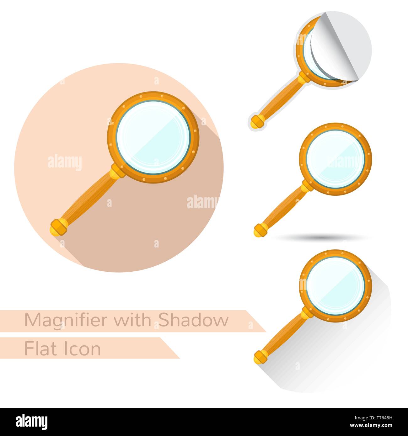 set of magnifier icons in flat style with different shadow Stock Vector ...