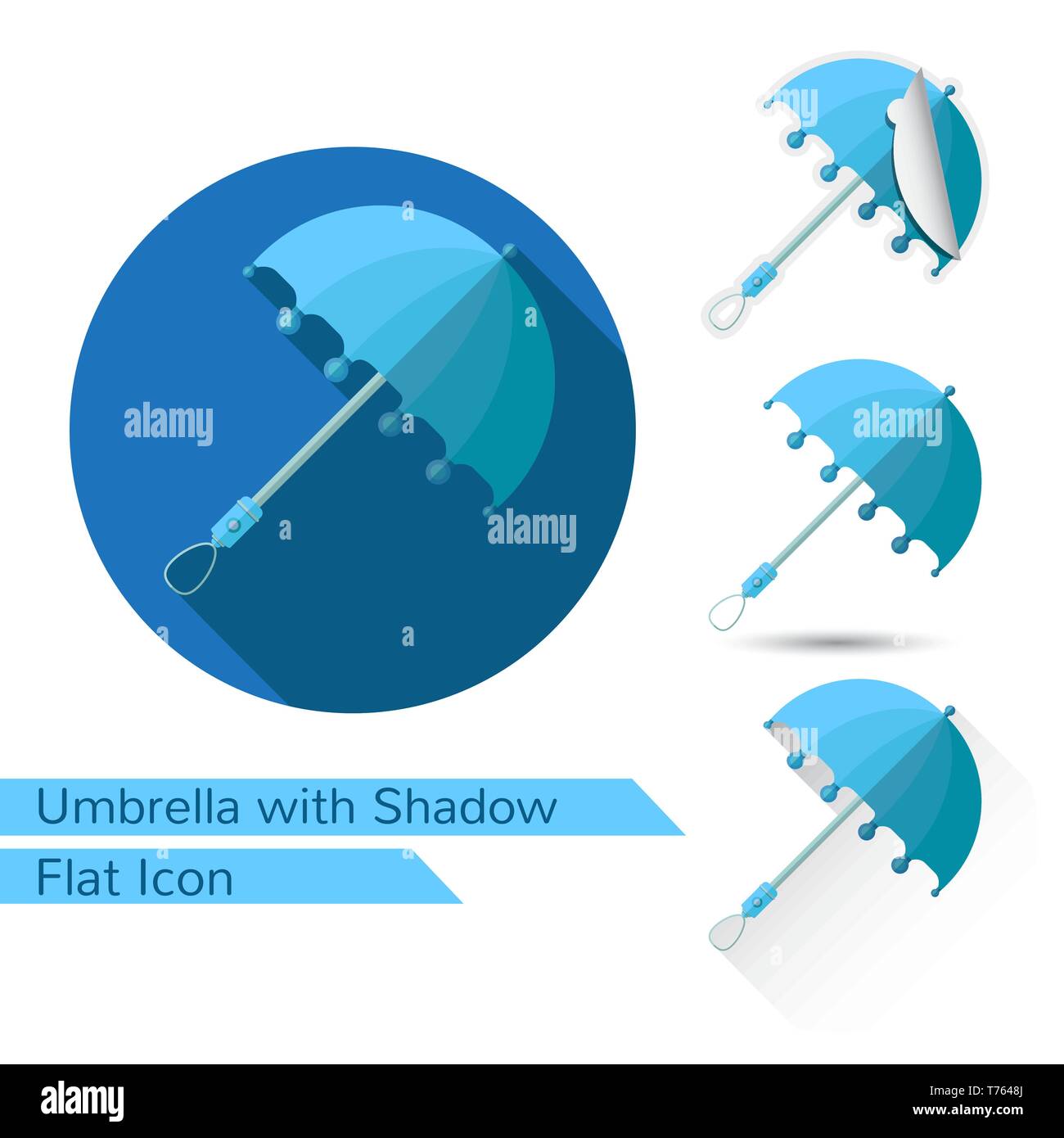 set of open umbrella icons in flat style with different shadow Stock ...