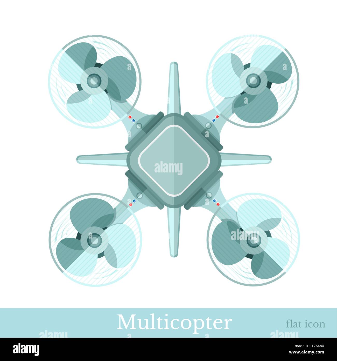 Two multicopter or quadcopter top view in flat style isolated on white ...