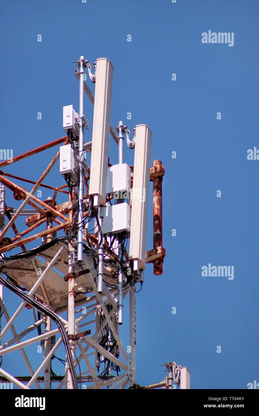 Telecommunication network repeaters, base transceiver station. Tower wireless communication ...