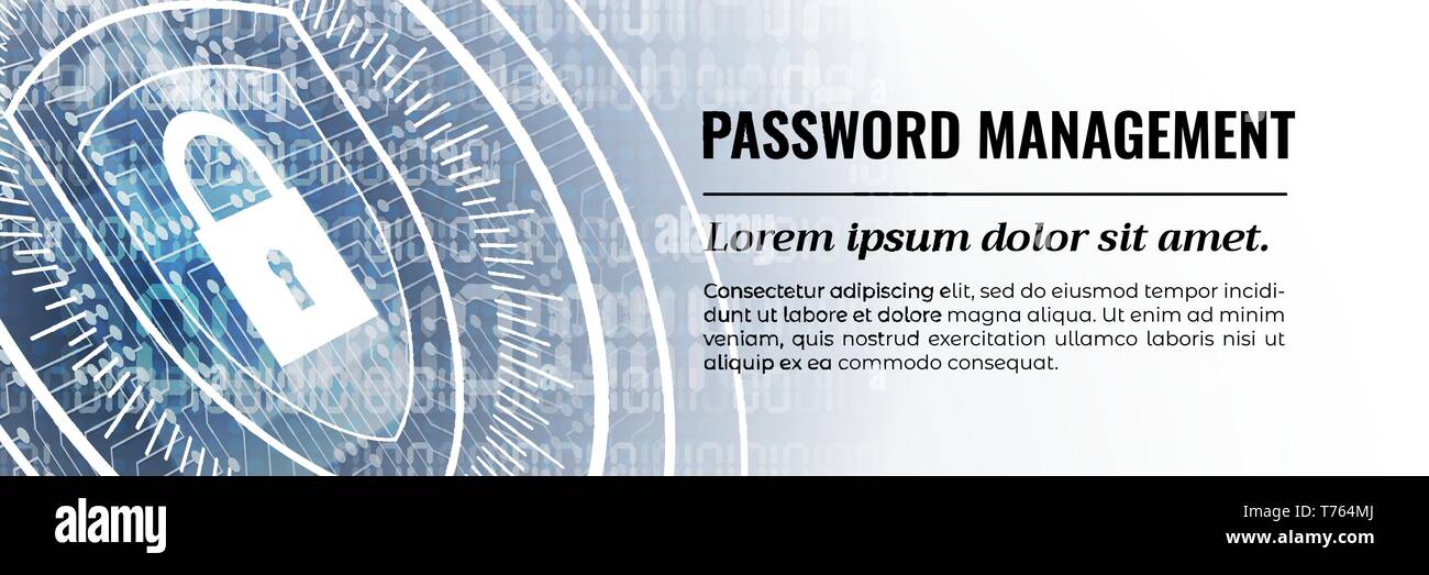 Password Management Digital Background. Vector. Web Banner Template ...