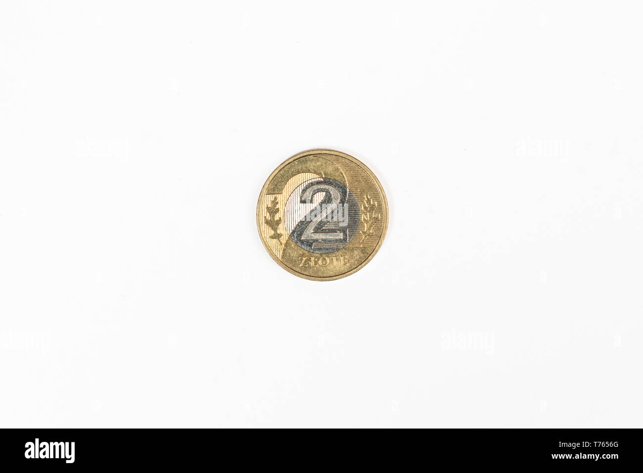 a front view of 2 coin of Polish Zloty Stock Photo - Alamy